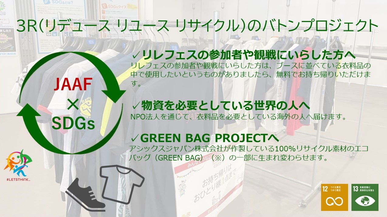【JAAF×SDGs 実施レポート】3Rのバトンプロジェクト inリレフェス2023：日本陸上競技連盟公式サイト